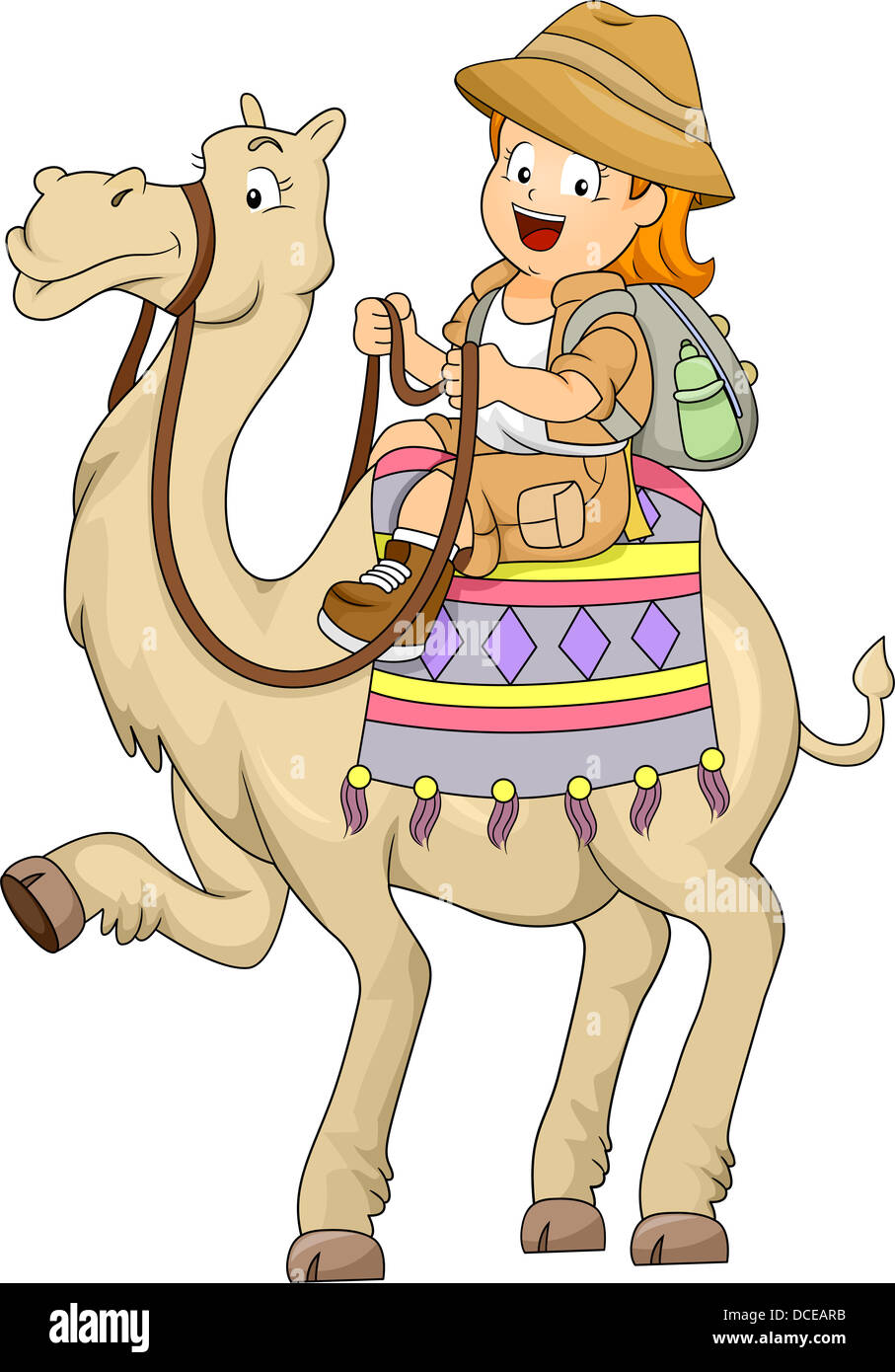 Illustration of a Little Kid Girl Riding a Camel Stock Photo - Alamy