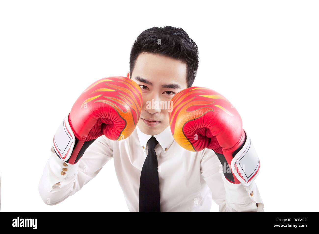 Business people and boxing gloves Stock Photo - Alamy
