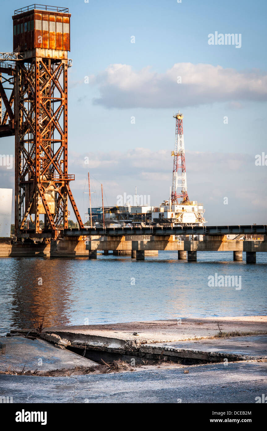 USA, Louisiana, Atchafalaya Basin, Morgan City from Berwick's Belleview ...