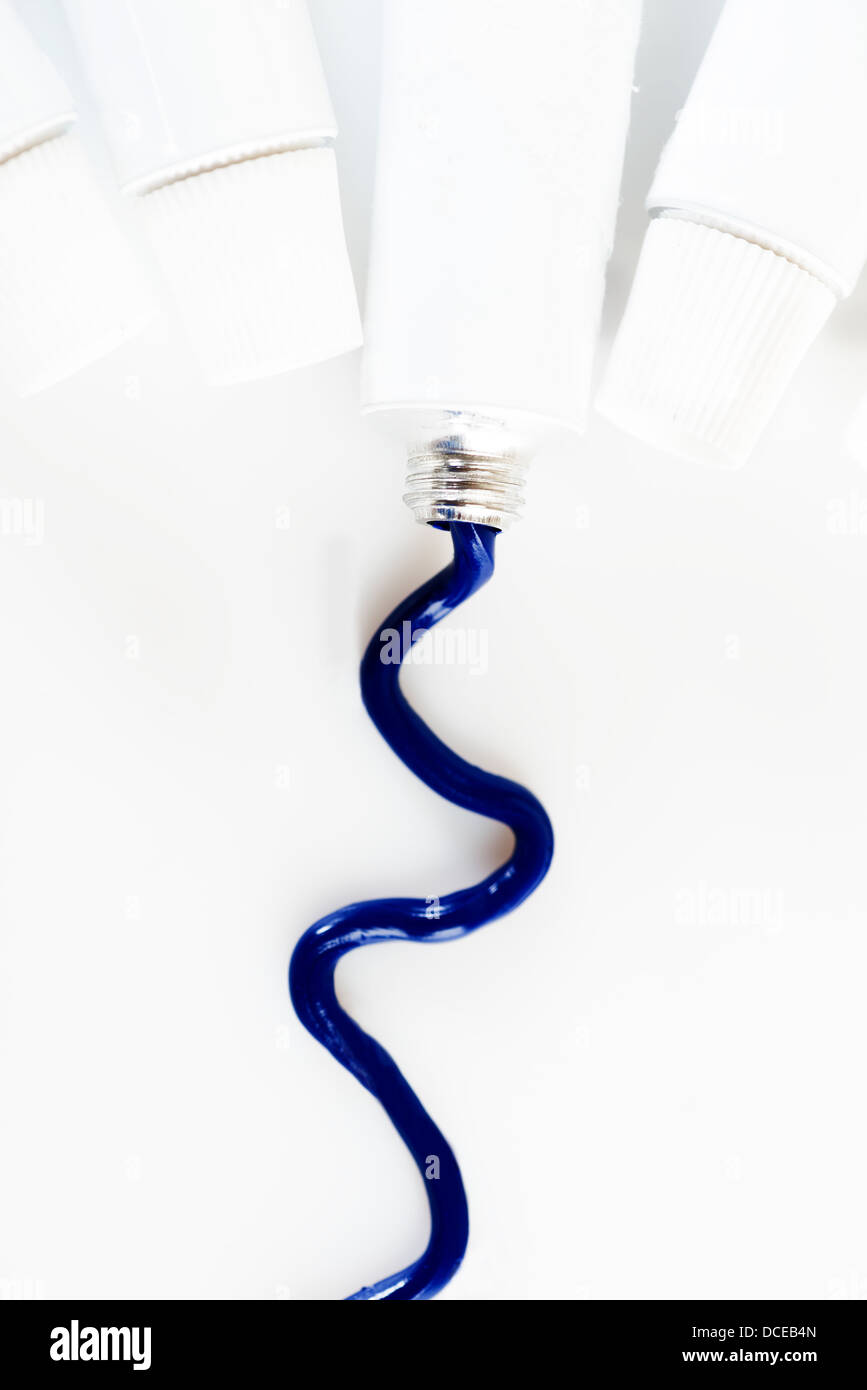 A tube with blue oil paint Stock Photo - Alamy