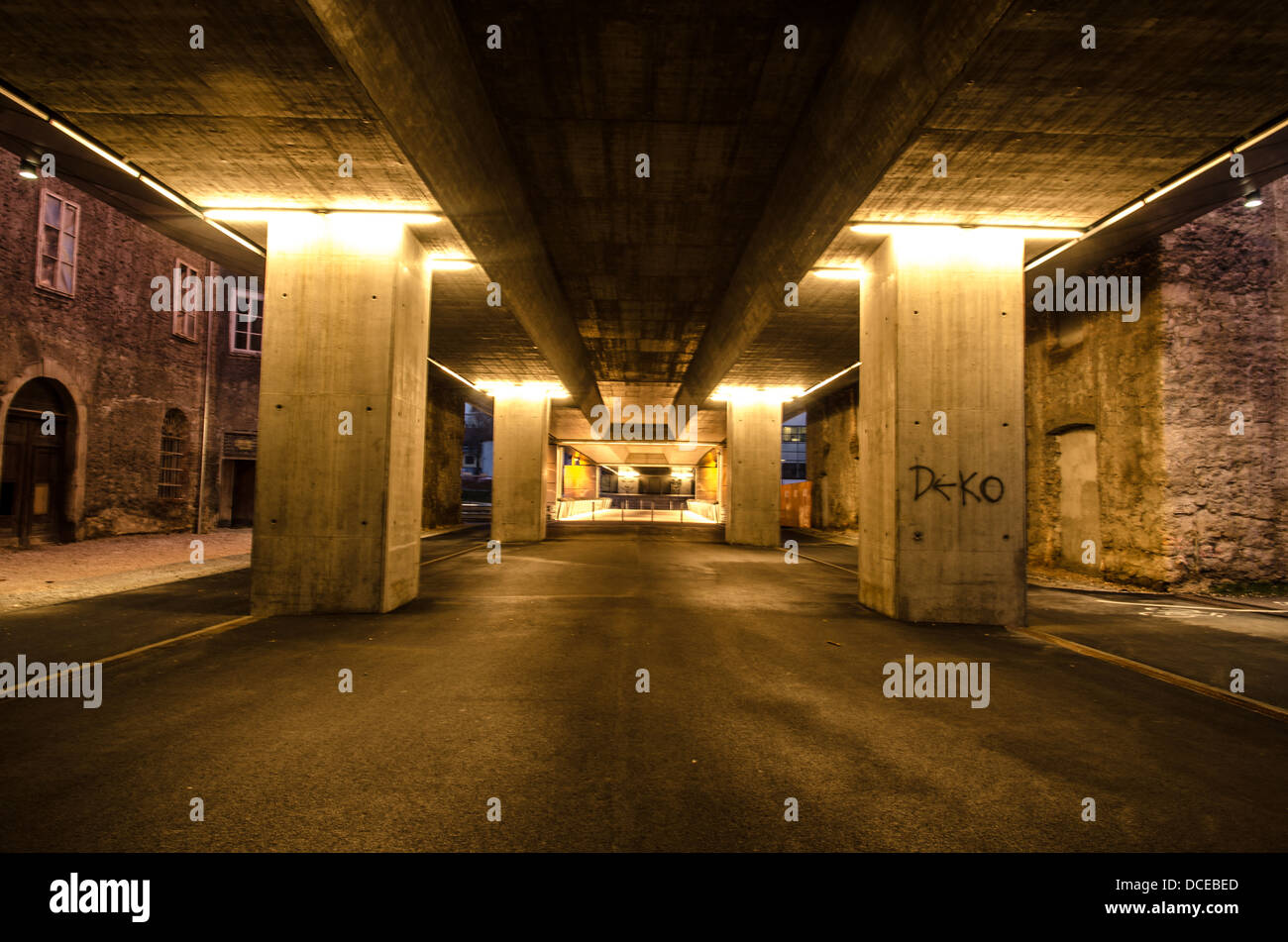 Dark alleyway under bridge in Ljubljana Stock Photo - Alamy