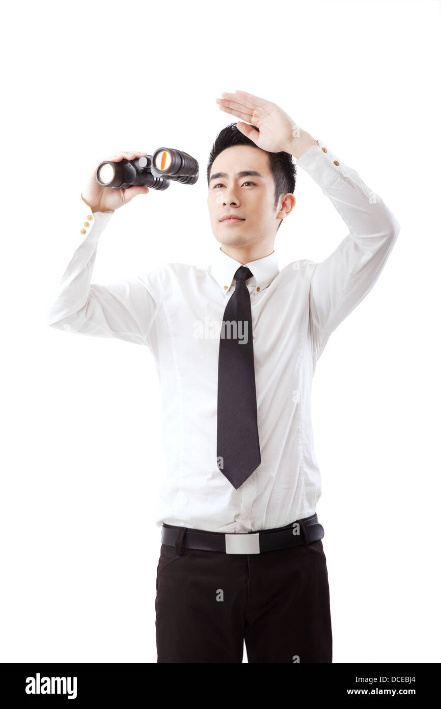 Business people use telescope Stock Photo - Alamy