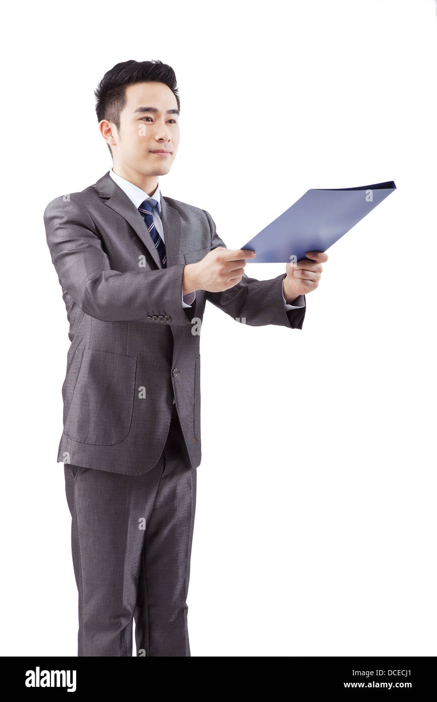 Business people holding a folder Stock Photo - Alamy