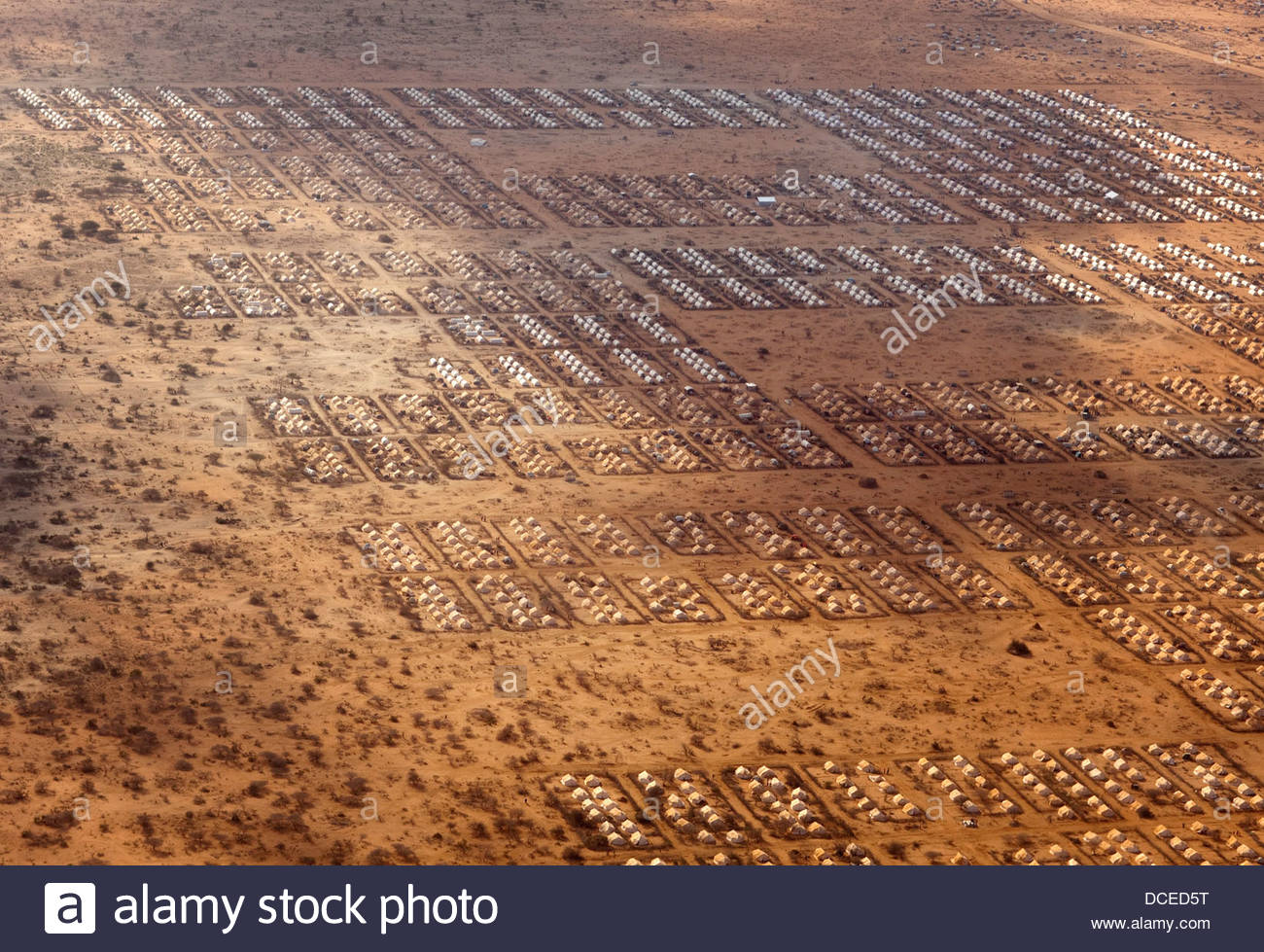 Aerial view of refugee camp, Dadaab, North Eastern Province, Kenya ...
