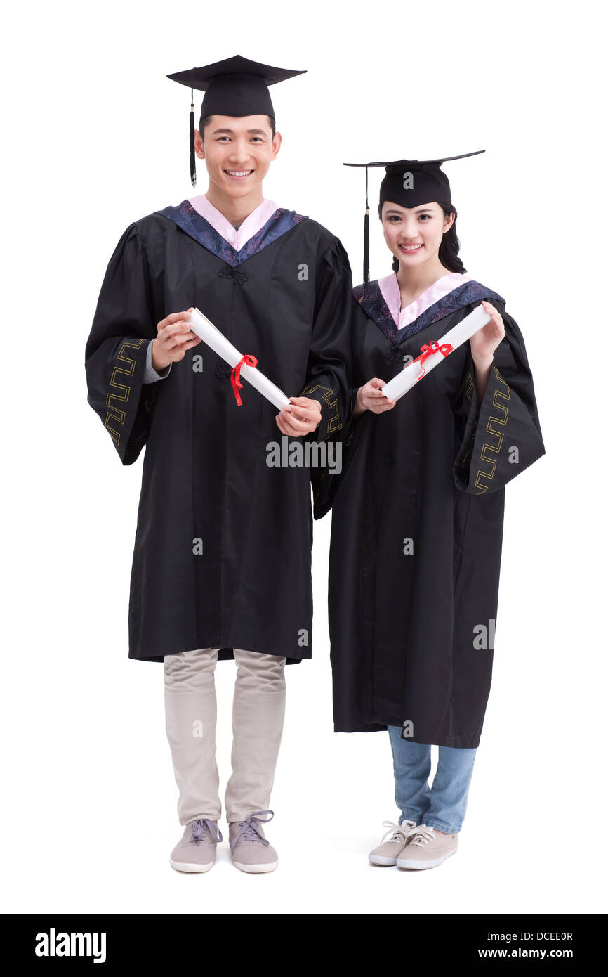 Student dressed in graduation gown Cut Out Stock Images & Pictures - Alamy