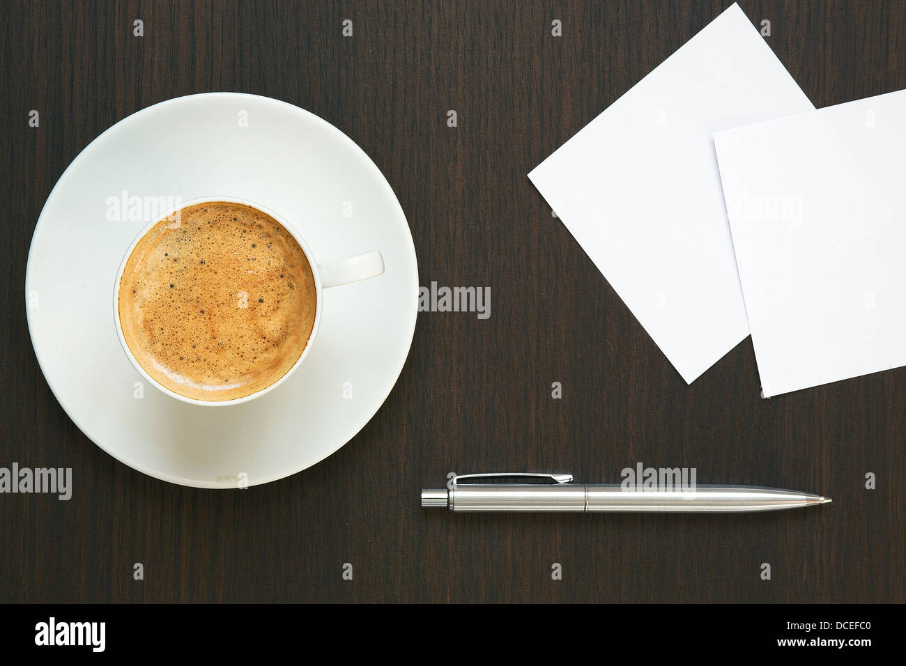 Coffee, pen and notebook Stock Photo - Alamy