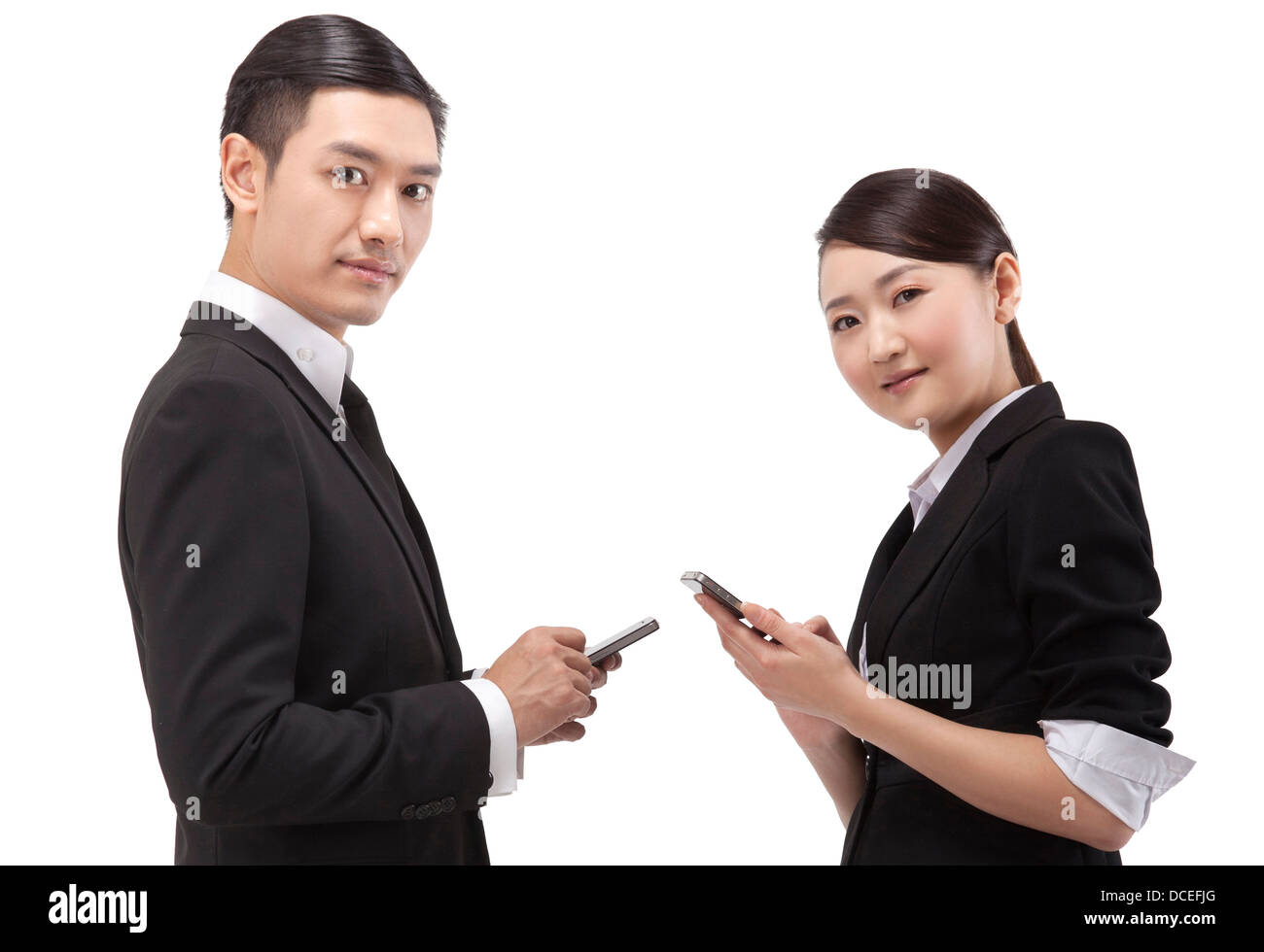 Business people using mobile phone Stock Photo - Alamy