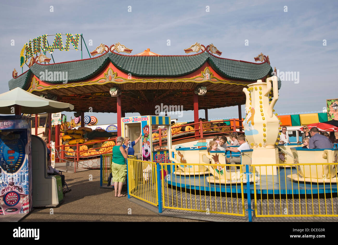 Traditional funfair rides Great Yarmouth, Norfolk, England Stock Photo ...
