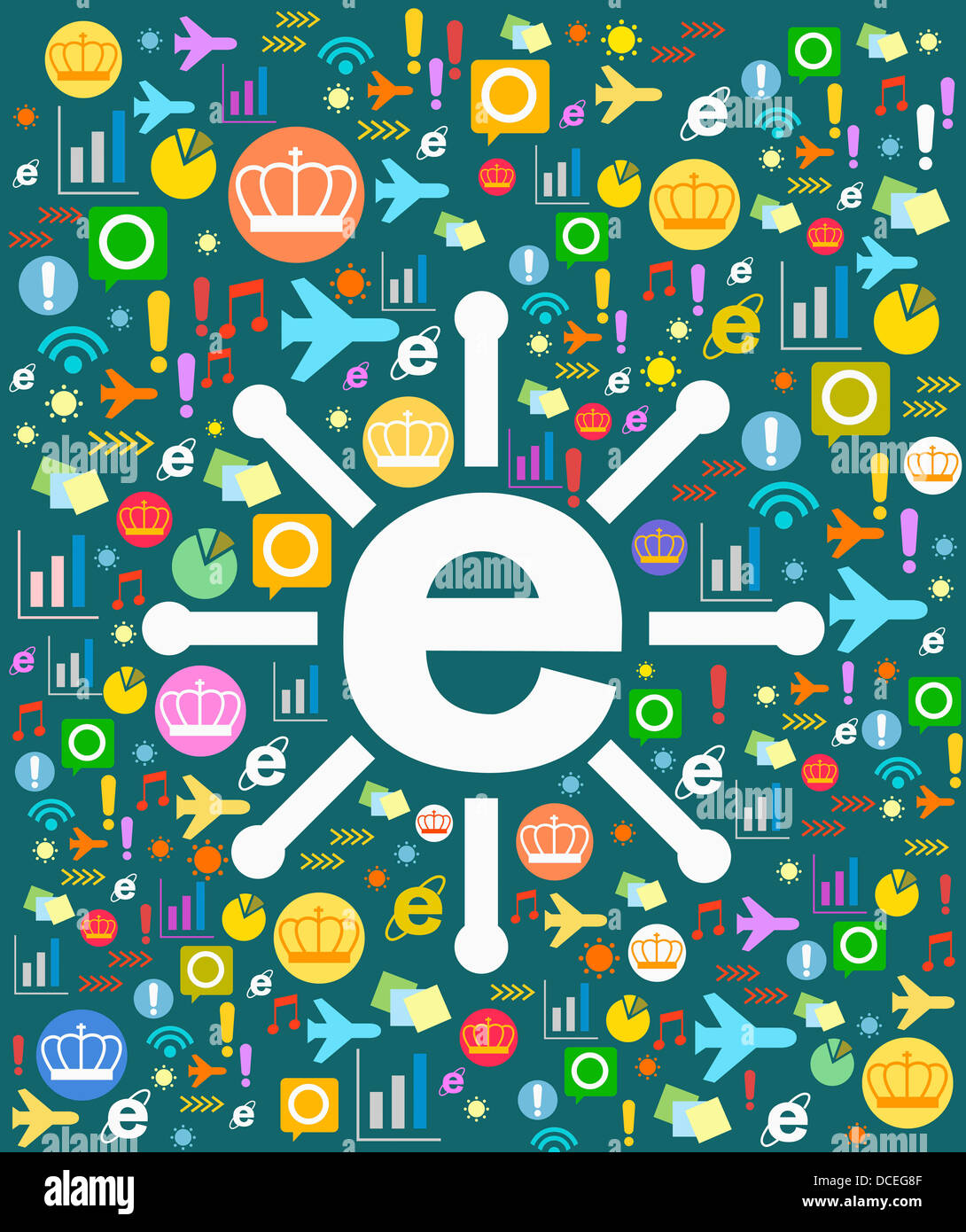 internet sign on background full of icons Stock Photo - Alamy