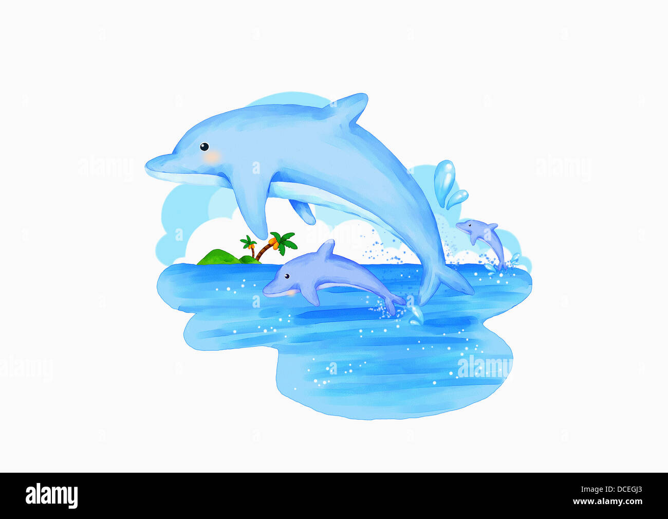 an illustration of dolphins Stock Photo - Alamy