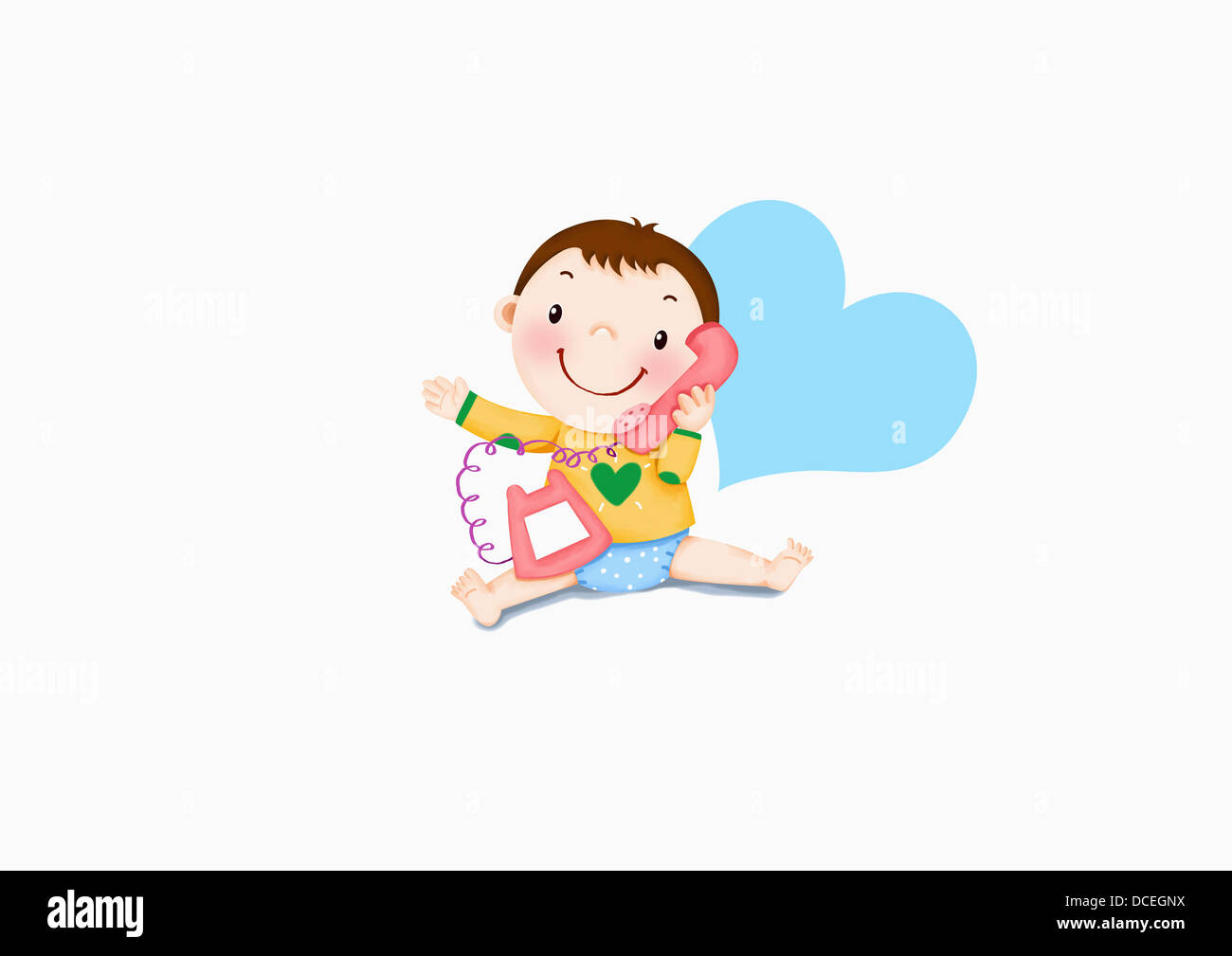 an illustration of a baby playing with a phone Stock Photo - Alamy