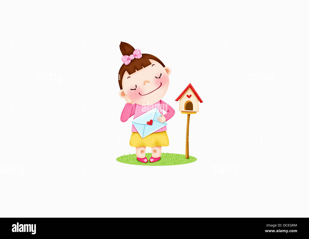 an illustration of a girl receiving a love letter Stock Photo - Alamy