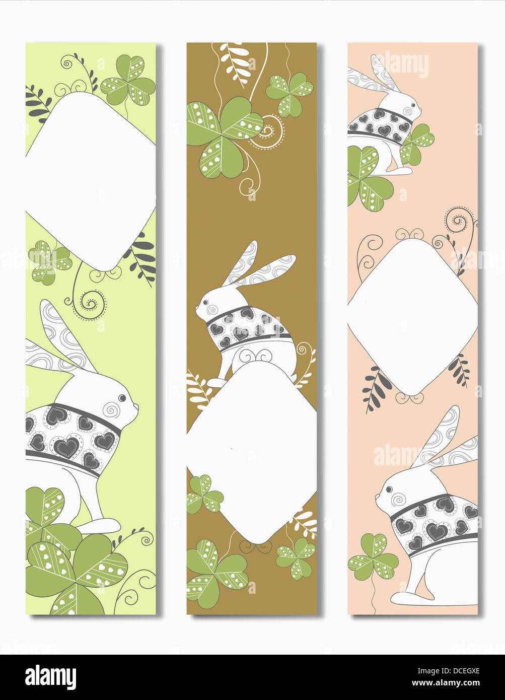an illustration of cards with rabbits Stock Photo - Alamy