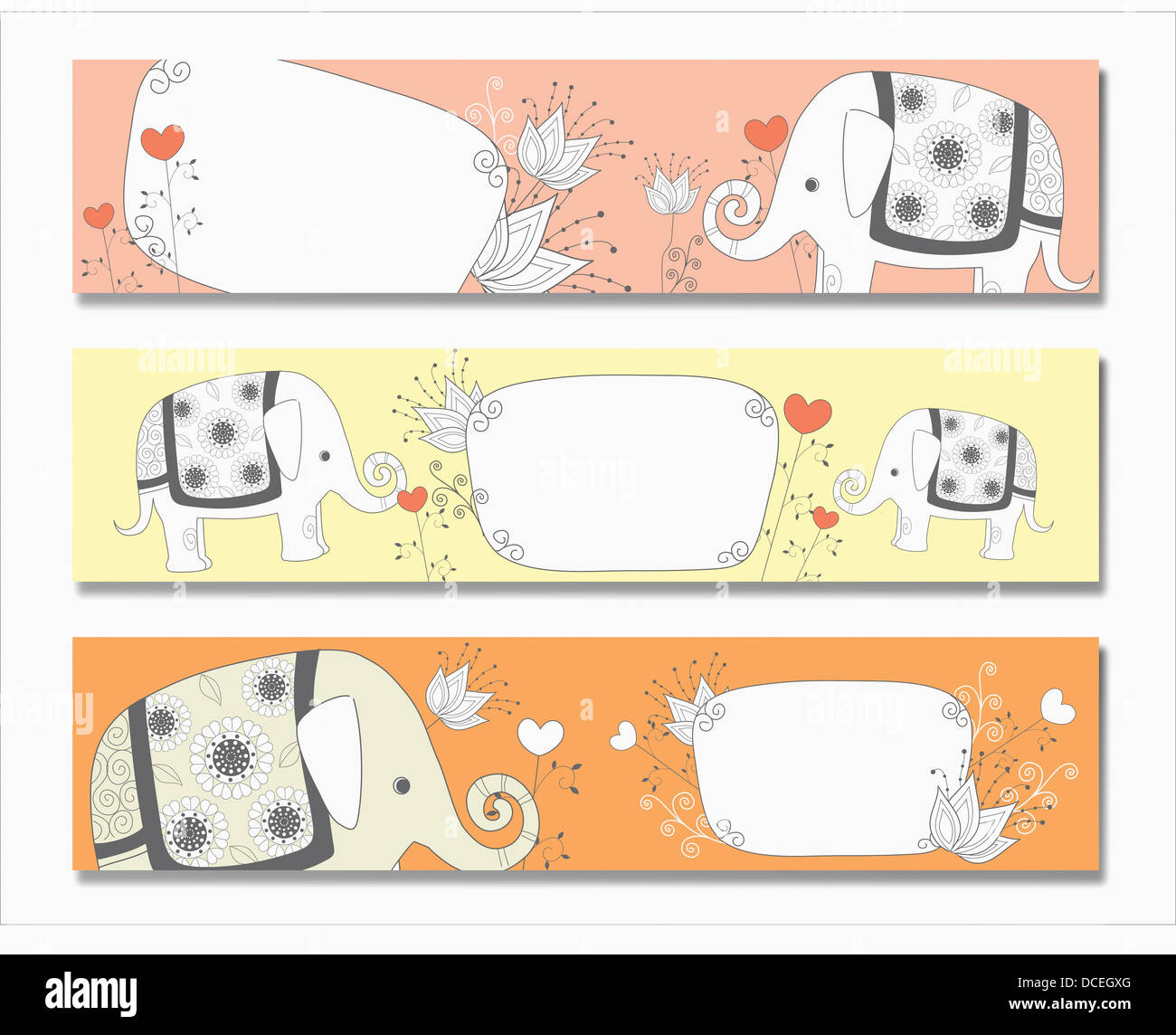 an illustration of cards with elephants Stock Photo - Alamy