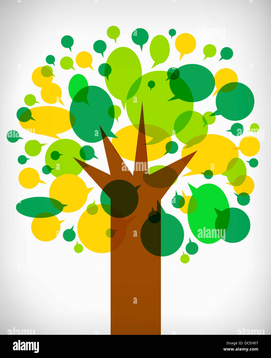 an illustration of a tree with speech bubbles Stock Photo - Alamy