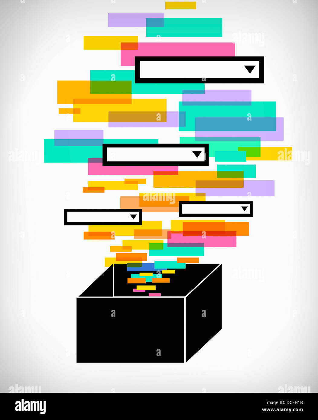 an illustration of a box with several labels Stock Photo - Alamy