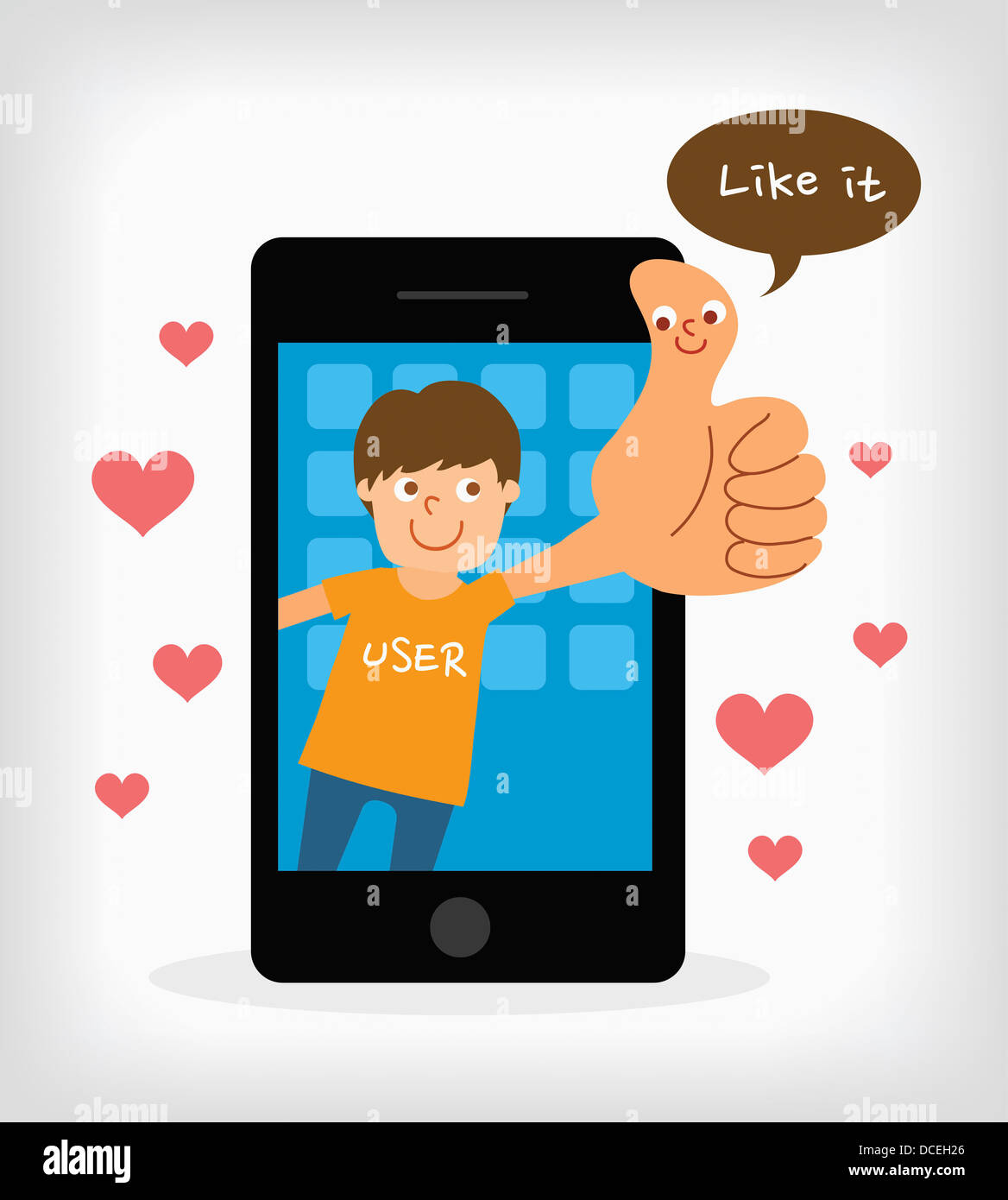 an illustration of a mobile phone user Stock Photo - Alamy