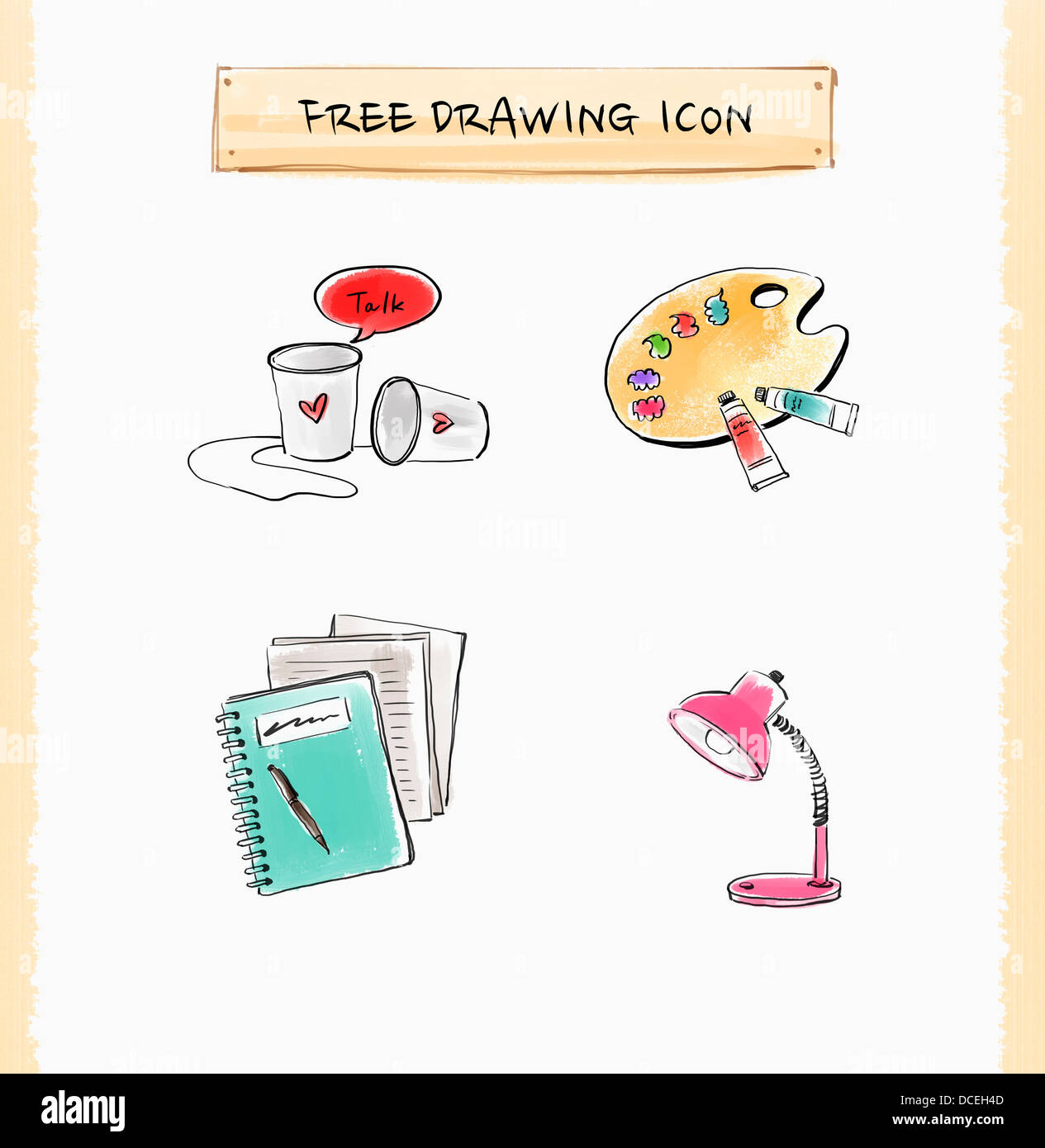 illustration drawing of icons Stock Photo - Alamy