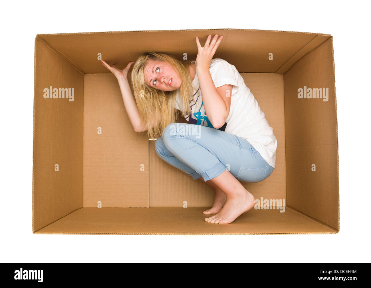 Woman trapped box hi-res stock photography and images - Alamy