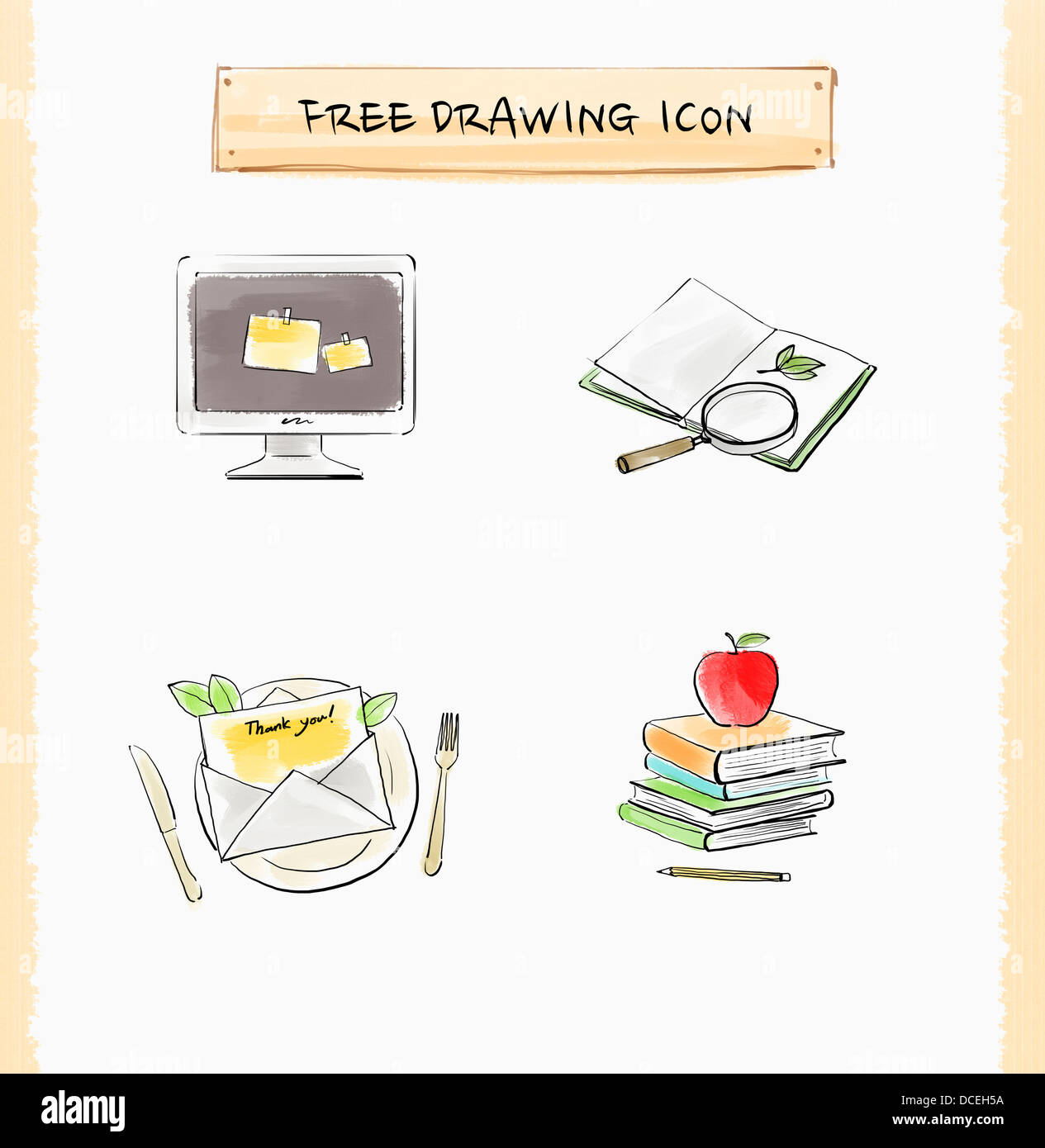 illustration drawing of icons Stock Photo - Alamy