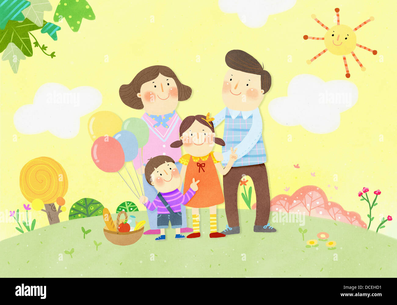 an illustration of a family Stock Photo - Alamy