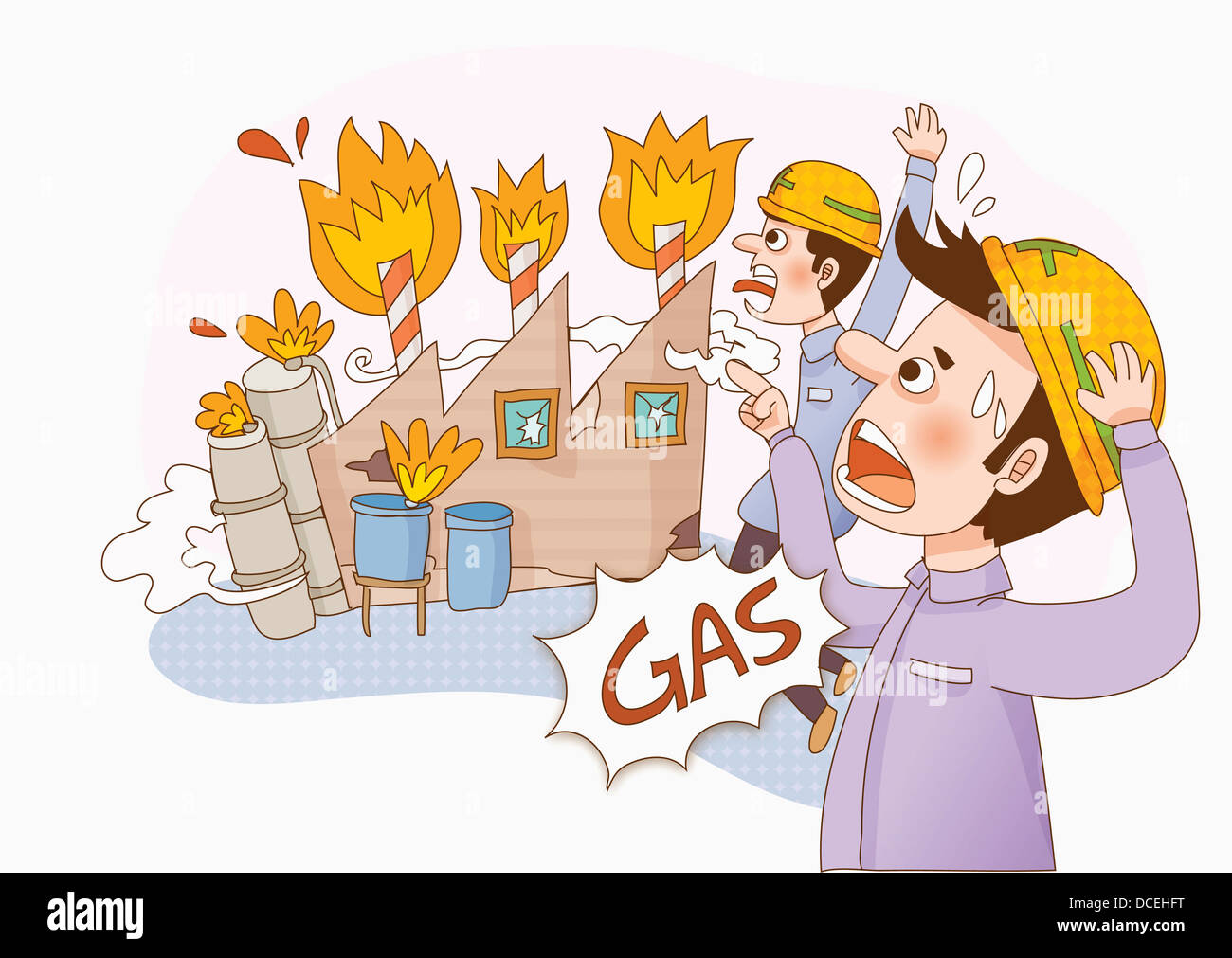 an illustration of a factory burning Stock Photo - Alamy