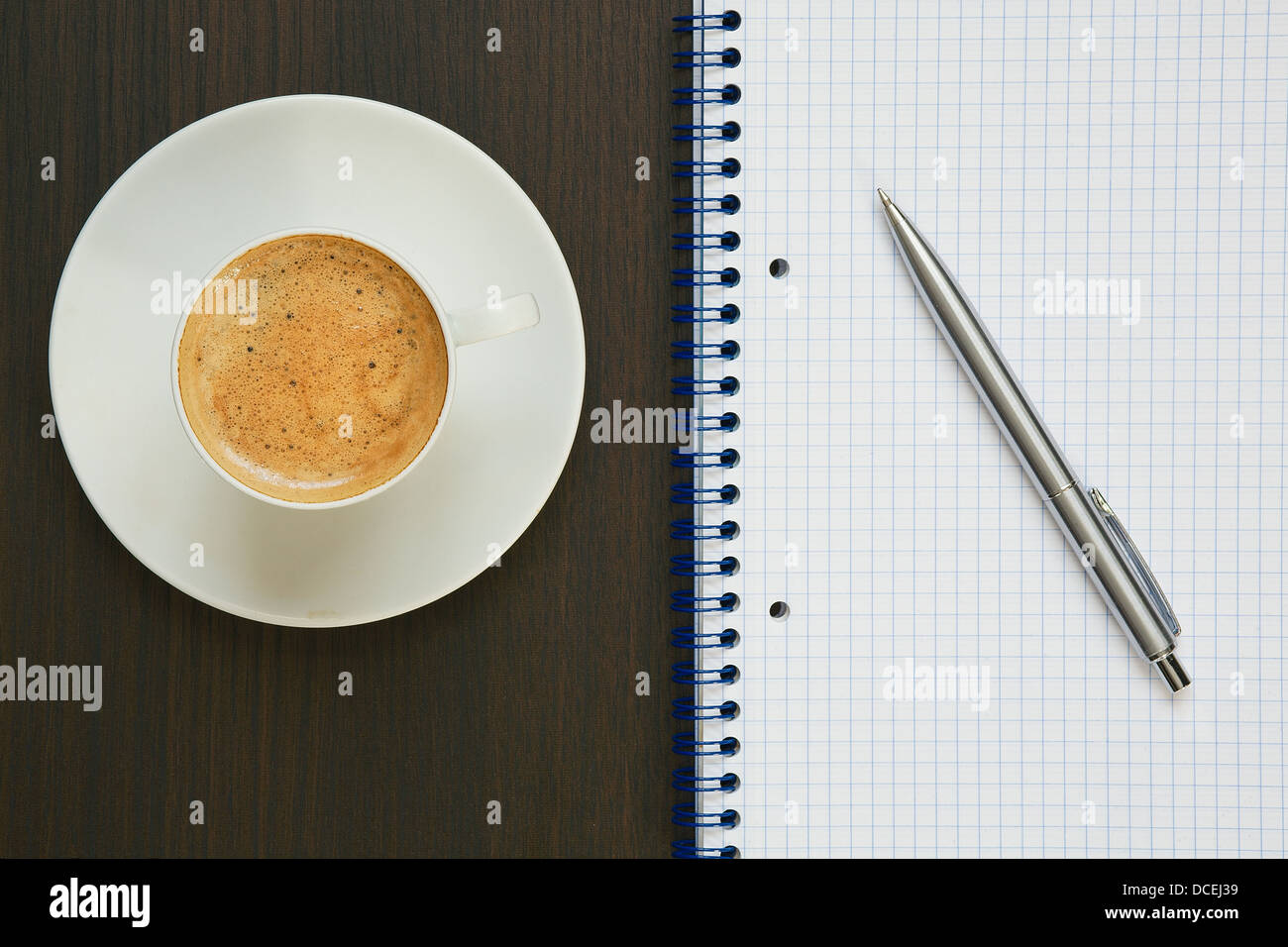 Coffee, pen and notebook Stock Photo - Alamy