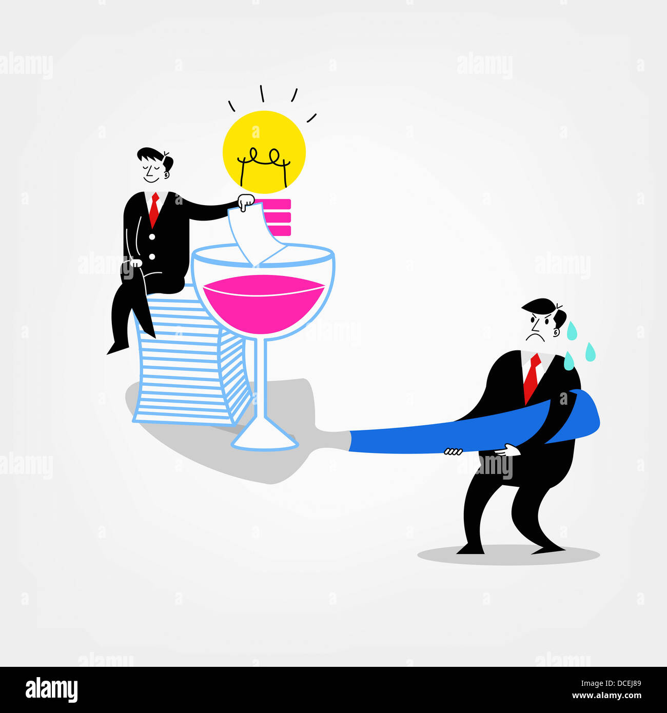 an illustration of a business man carrying another Stock Photo - Alamy