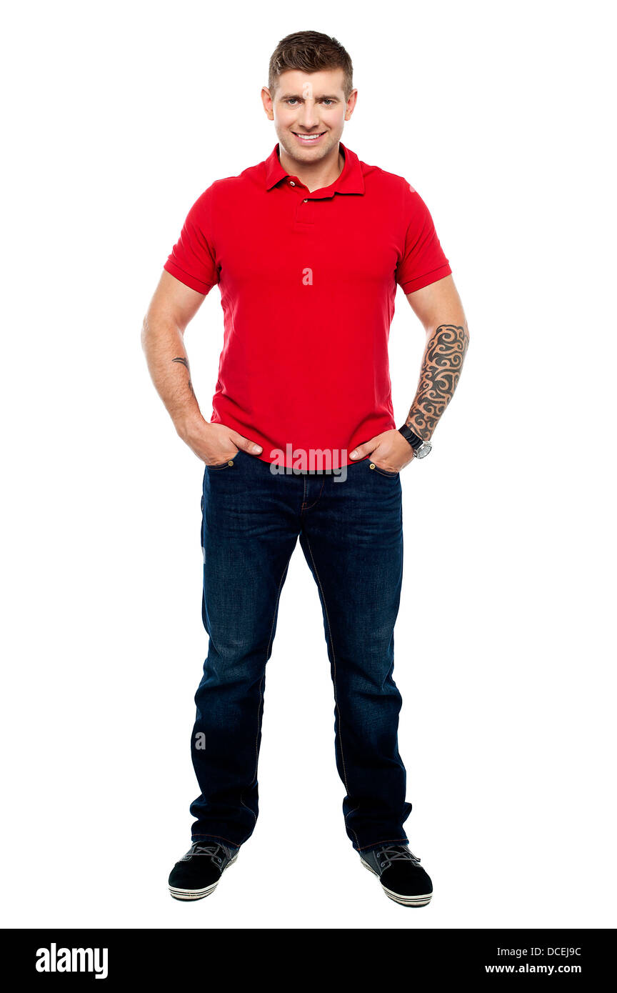 Stylish portrait of trendy young guy. Full length shot Stock Photo - Alamy