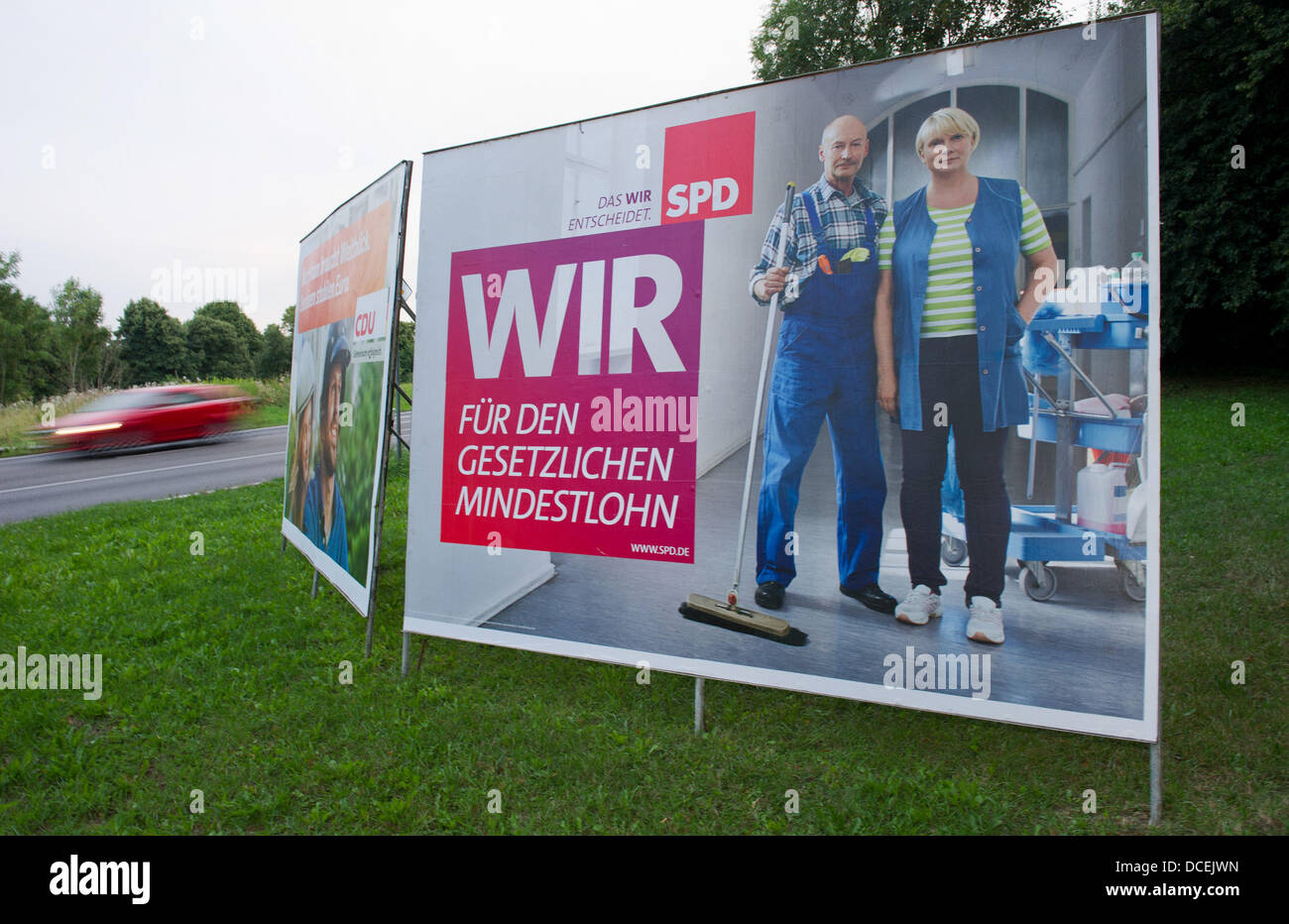 Election campaign posters for the 2013 elections are posted on Ruegen ...