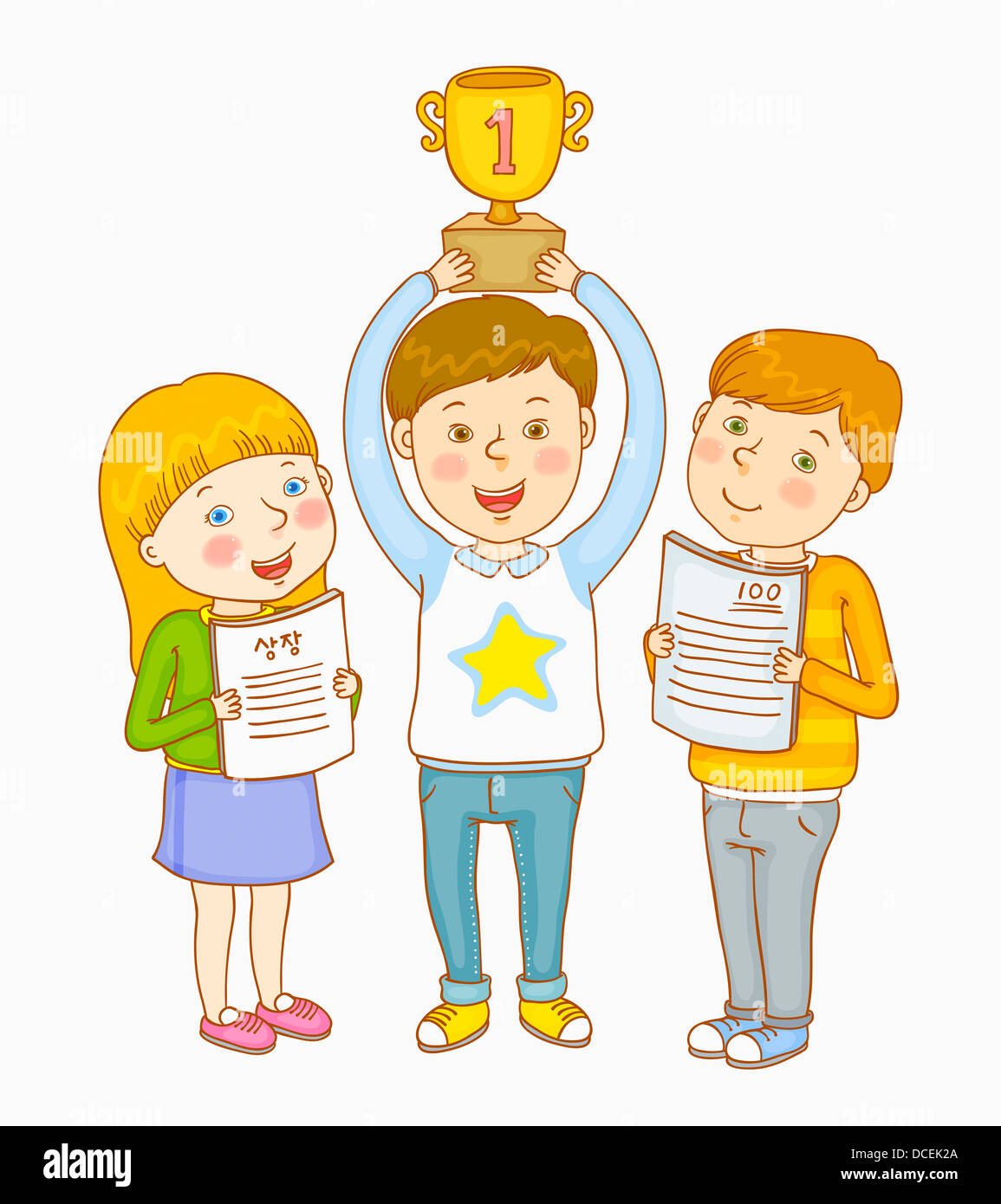 an illustration of children winning a contest Stock Photo - Alamy