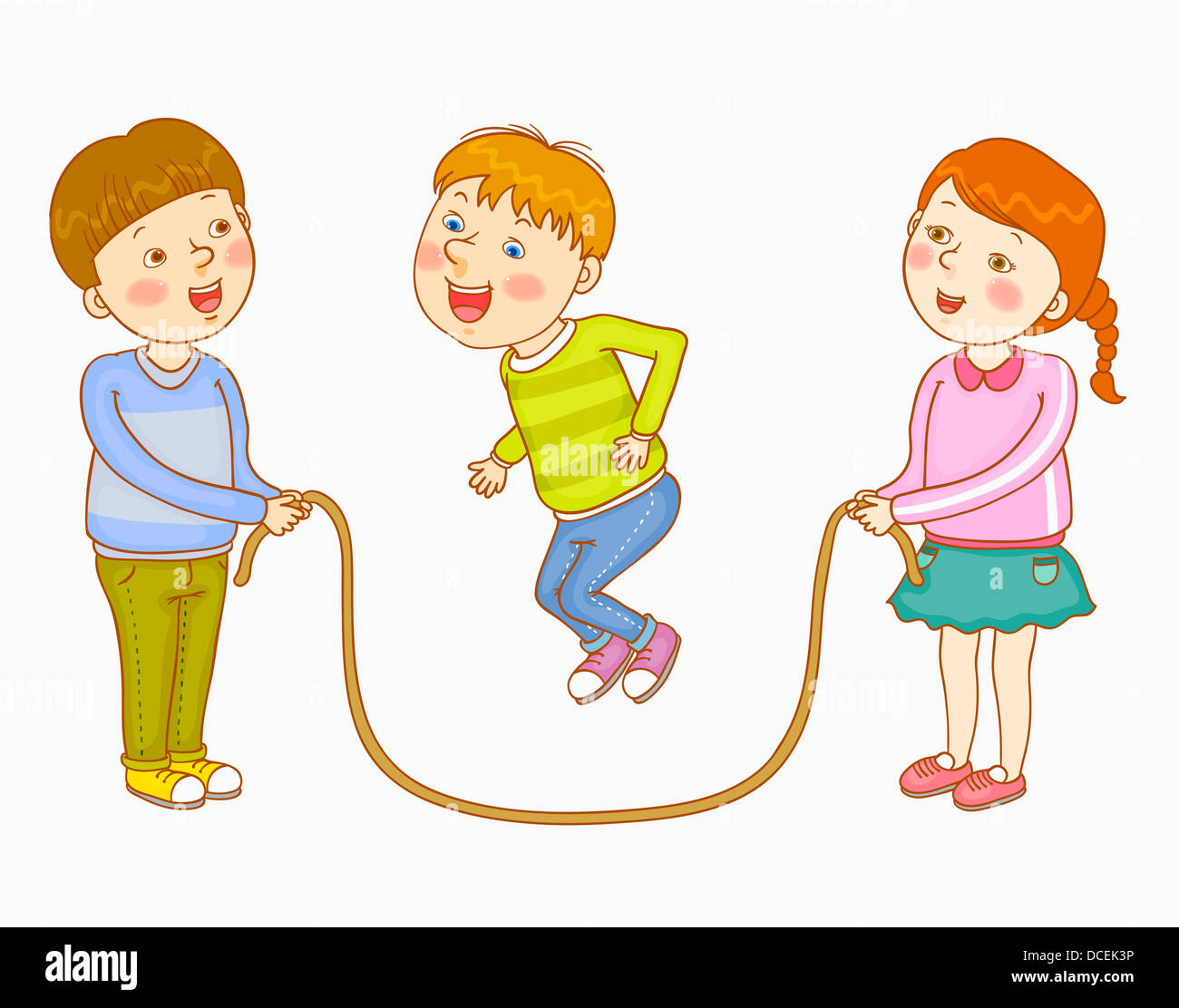 an illustration of children jumping rope Stock Photo - Alamy