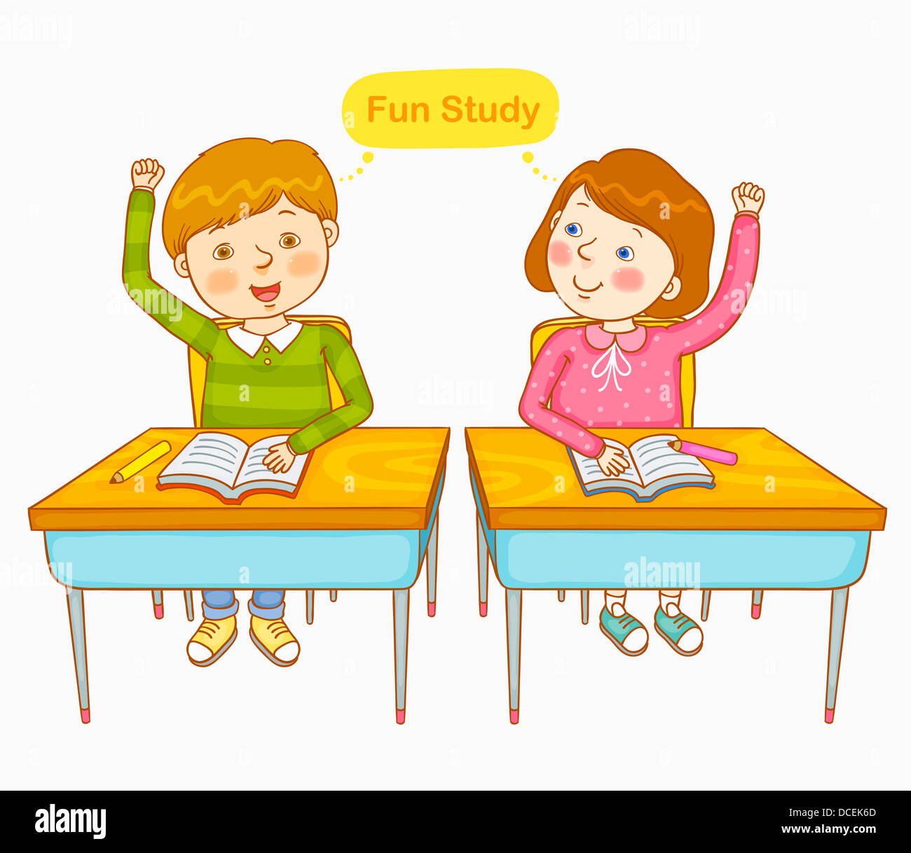 an illustration of children enjoying studying Stock Photo - Alamy