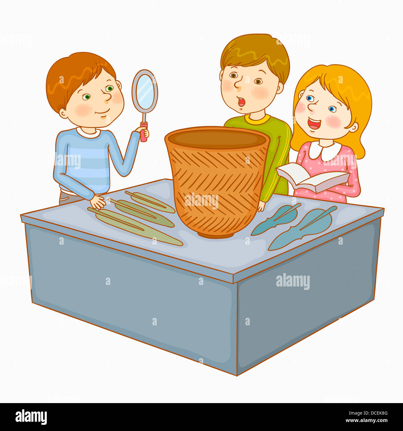 an illustration of children doing history Stock Photo - Alamy