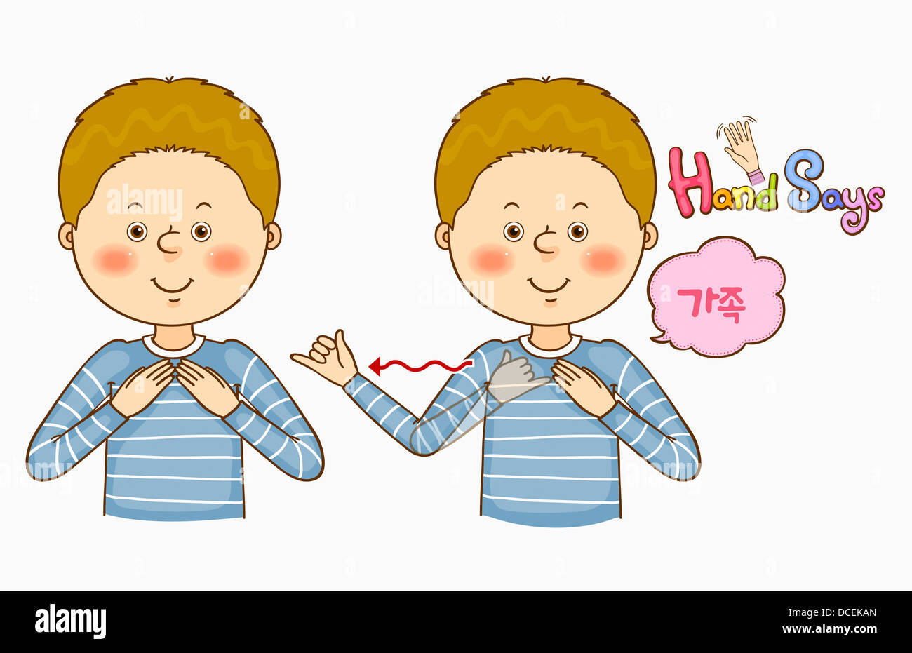 an illustration of a child doing sign language Stock Photo - Alamy