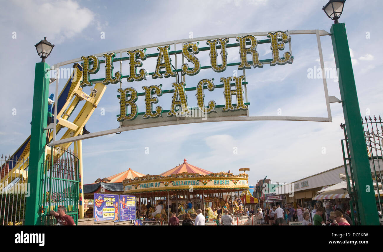 Entrance sign Pleasure Beach funfair Great Yarmouth Norfolk England ...