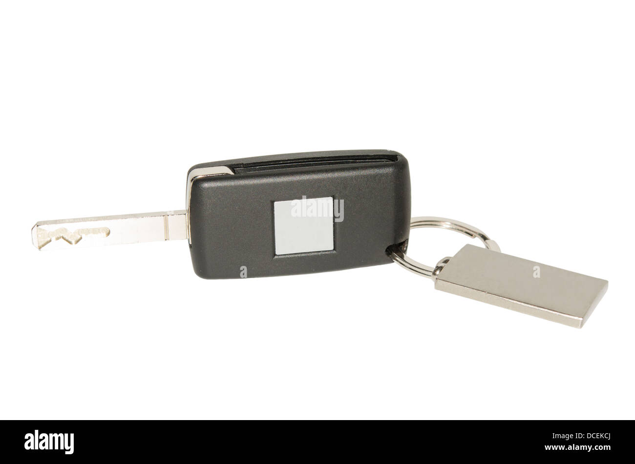 Folding car key with blank plate and nameplate isolated on white ...