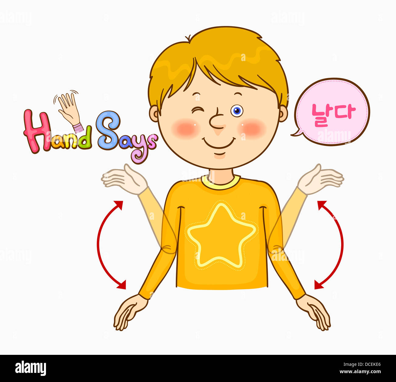 an illustration of a child doing sign language Stock Photo - Alamy