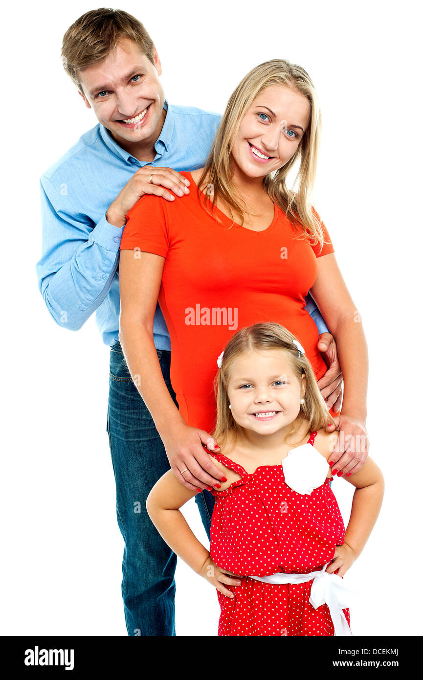 Snapshot of a complete family isolated against white background Stock ...