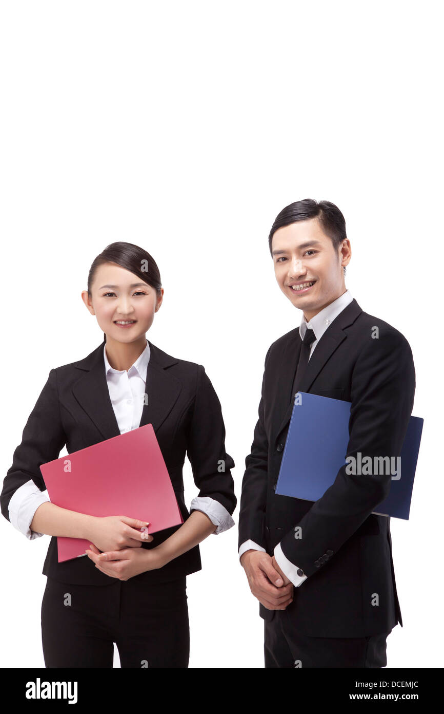 Business people holding a folder Stock Photo - Alamy