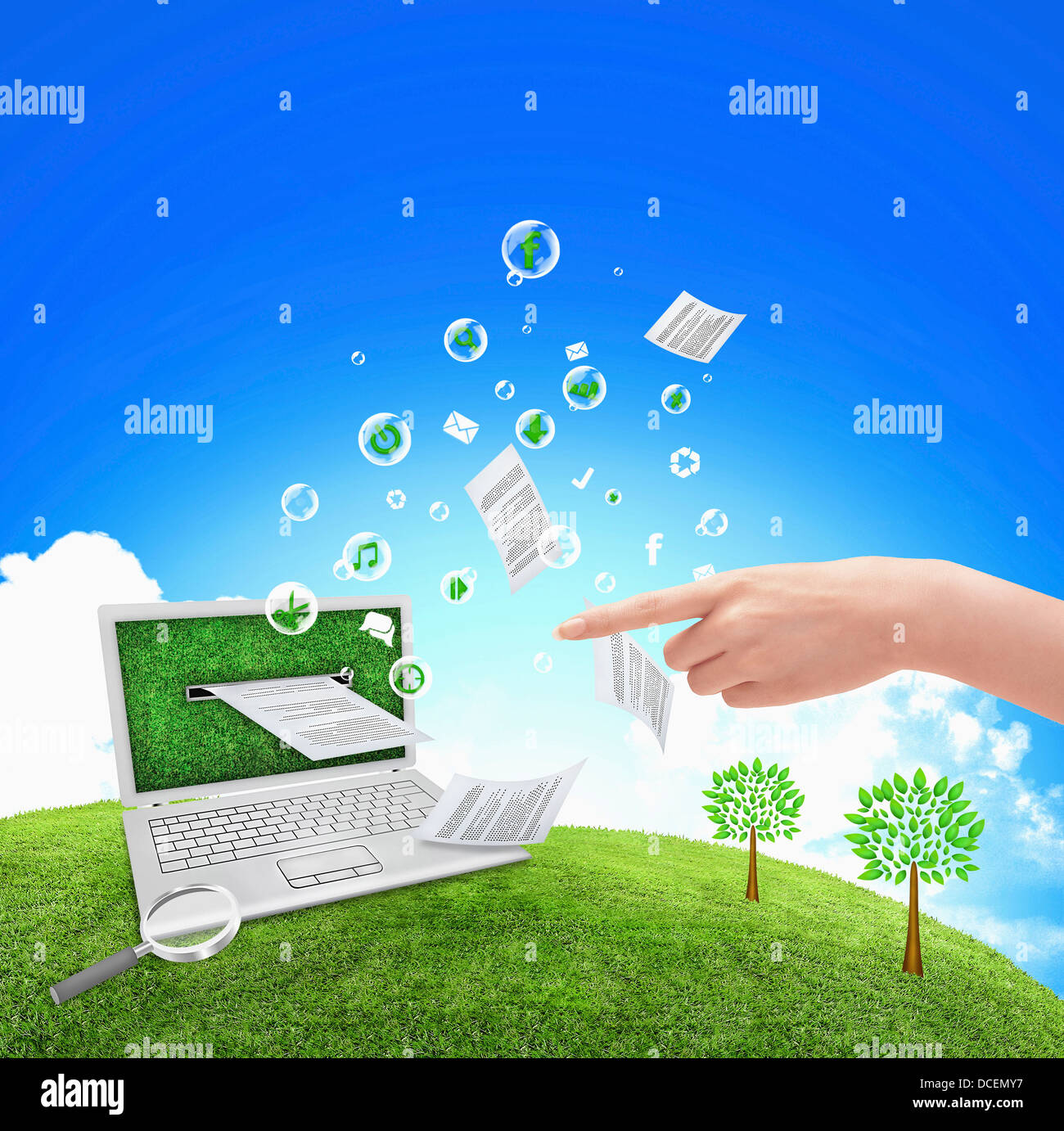 Hand coming out from computer hi-res stock photography and images - Alamy