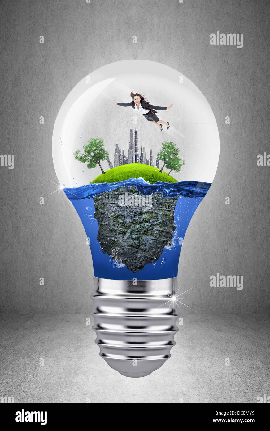 an island inside a light bulb Stock Photo - Alamy