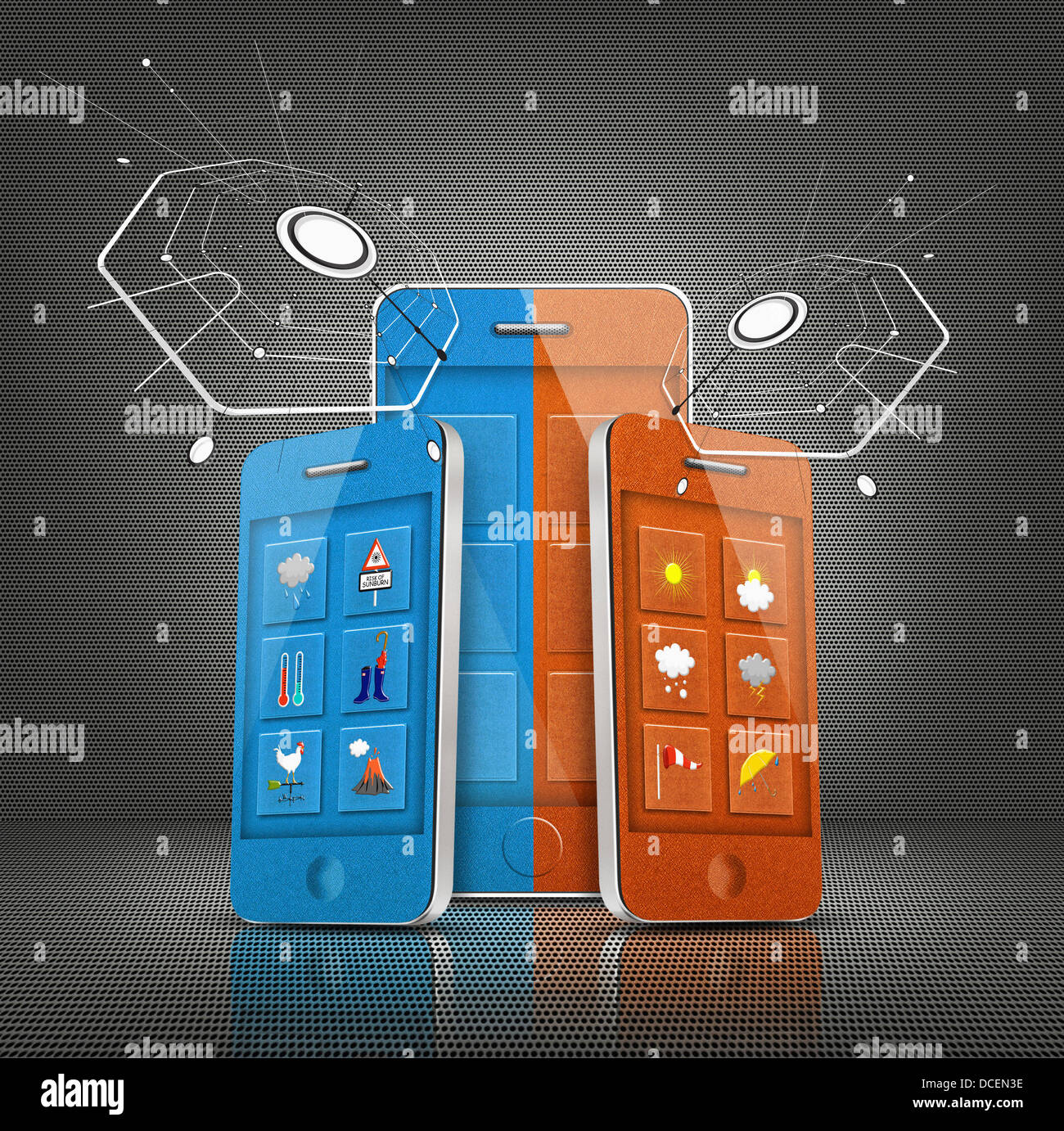 blue and brown mobile devices Stock Photo - Alamy