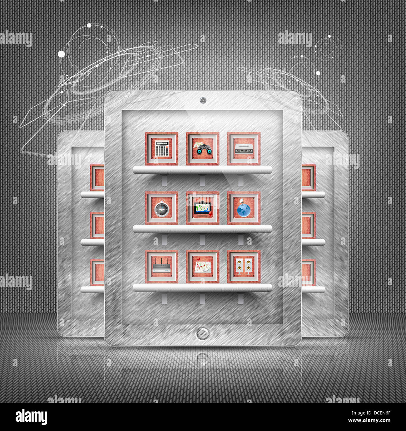 silver tablet devices Stock Photo - Alamy