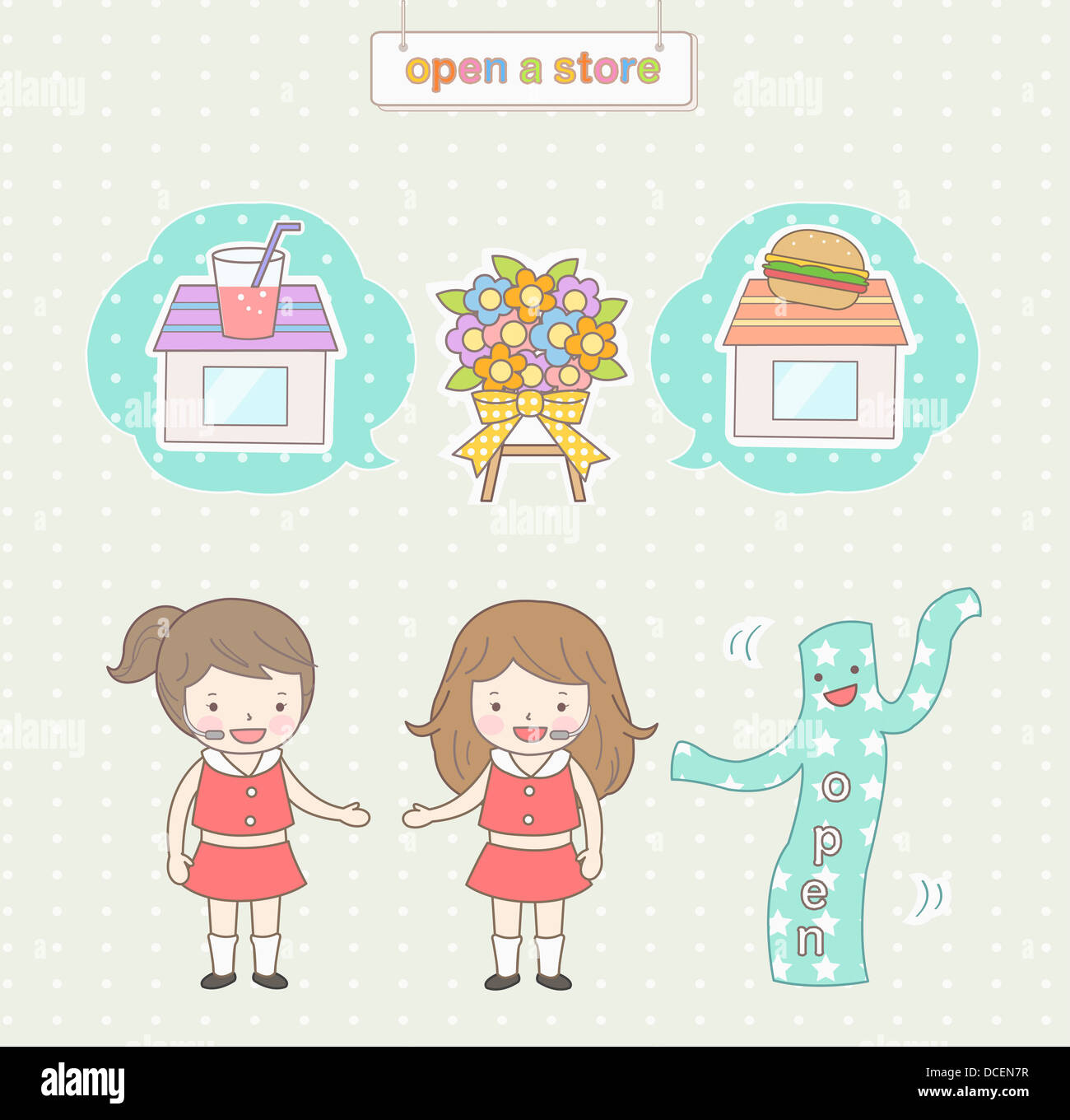 illustration of opening a store Stock Photo - Alamy