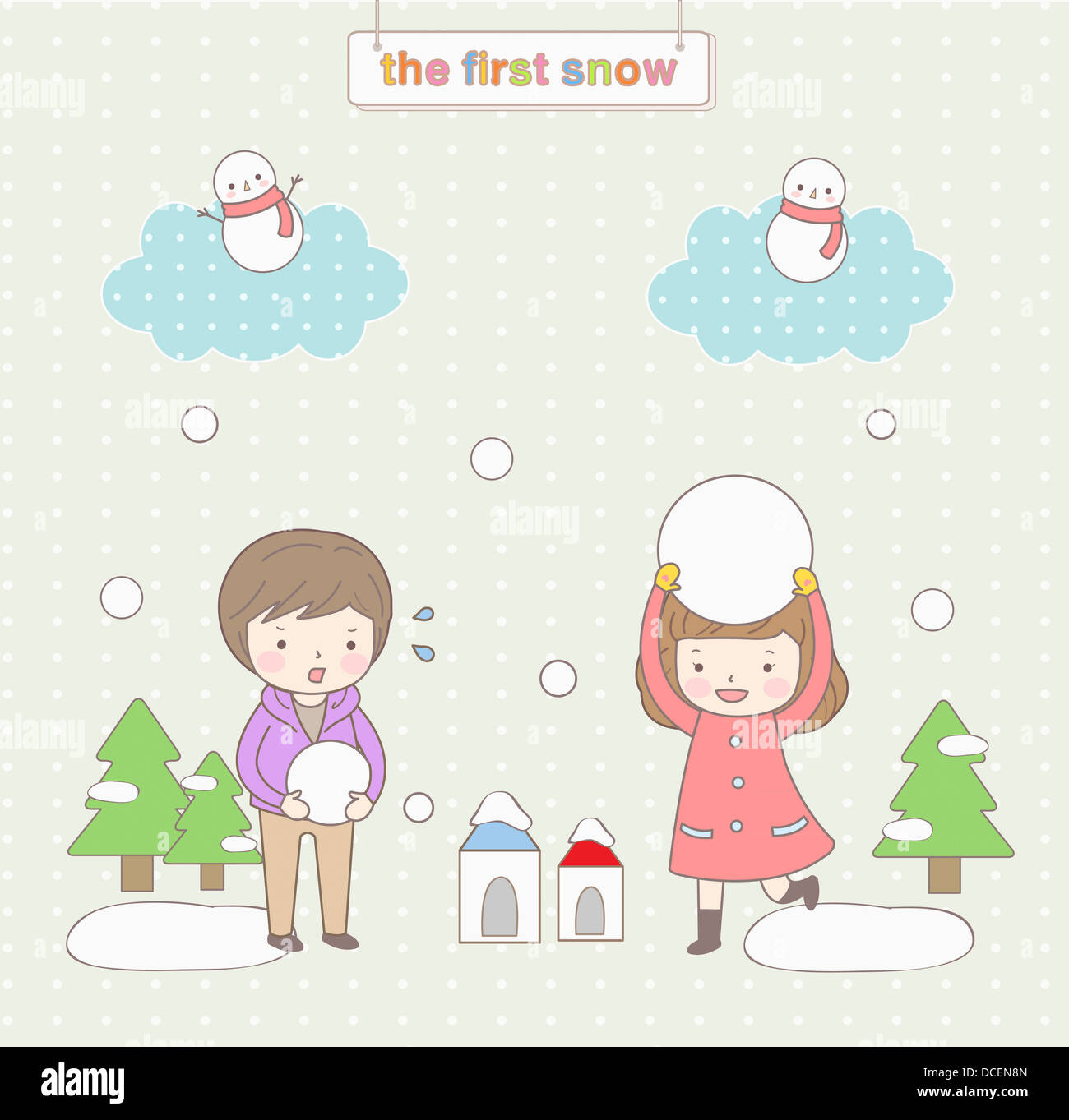 illustration of the first snow Stock Photo - Alamy
