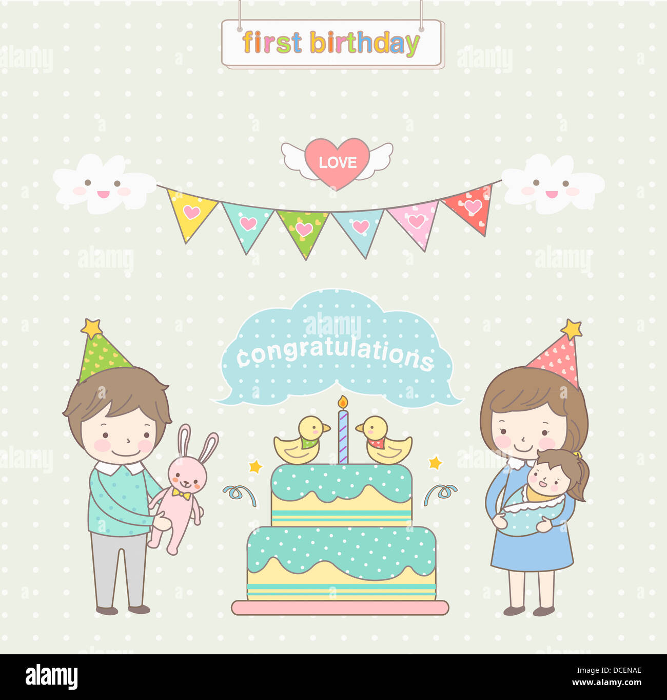 illustration of first birthday Stock Photo - Alamy