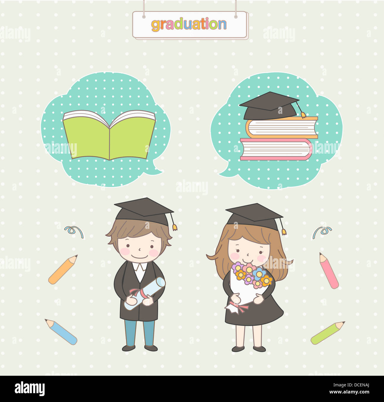 illustration of graduation Stock Photo - Alamy
