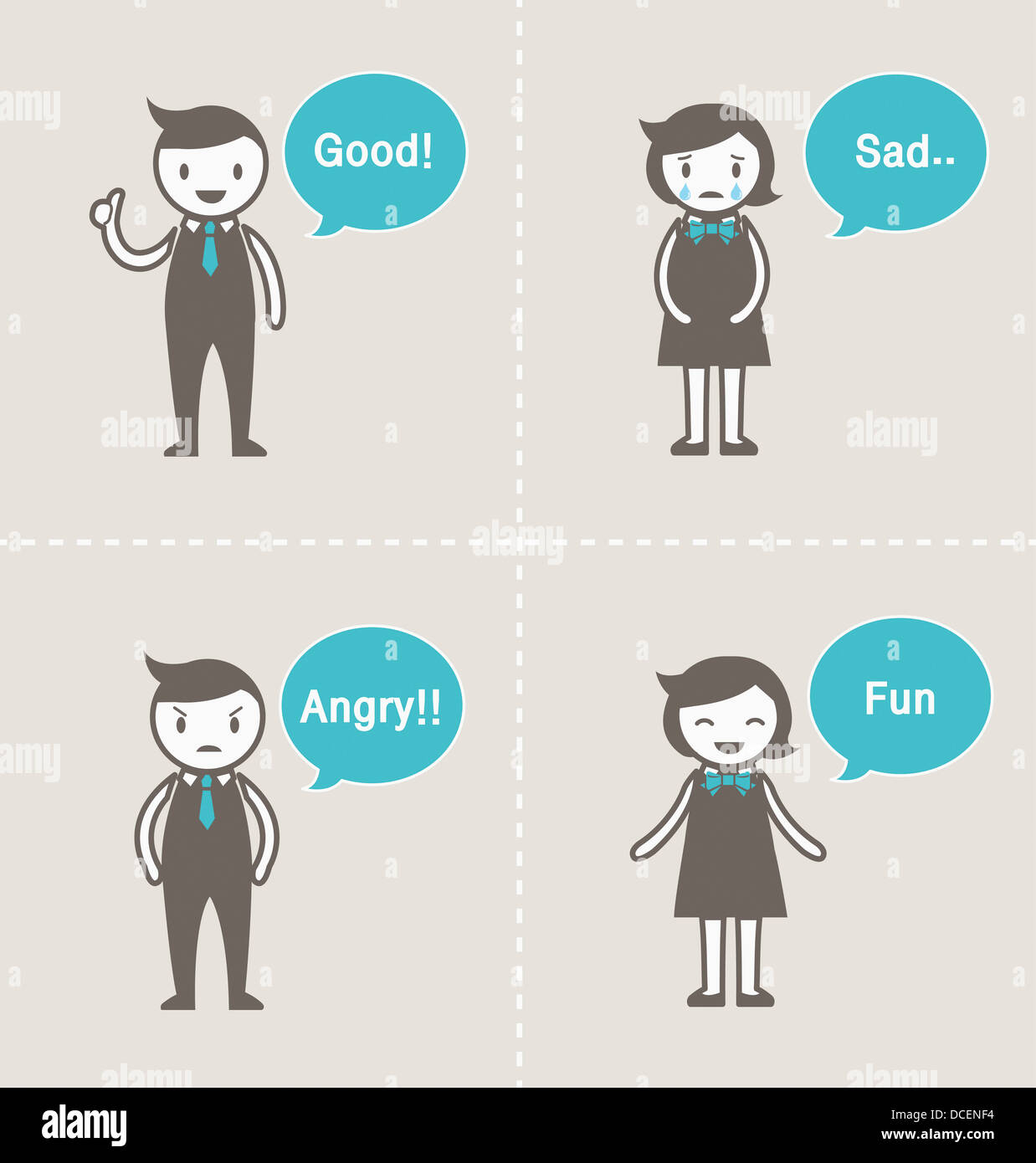 illustration characters in different mood Stock Photo - Alamy