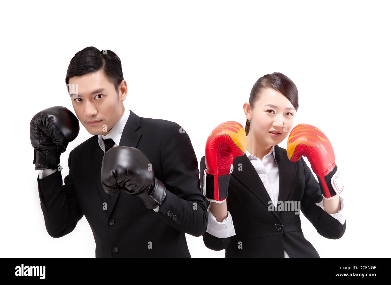 Business people and boxing gloves Stock Photo - Alamy